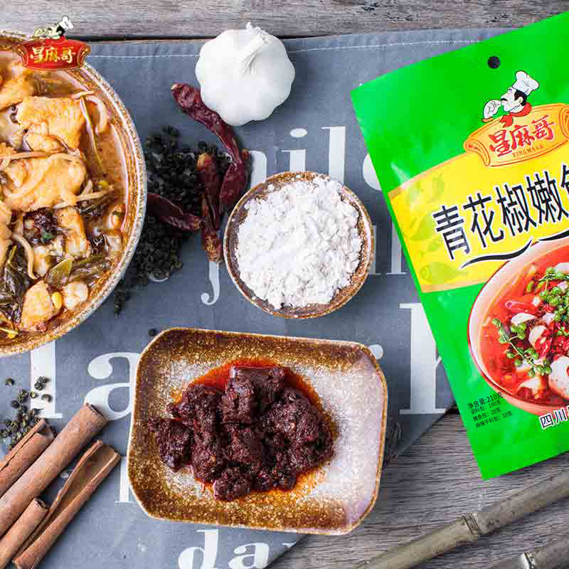 星麻哥青花椒水煮嫩鱼调料210g炖鱼煮鱼料包四川特产麻辣鱼料家用_虎窝淘