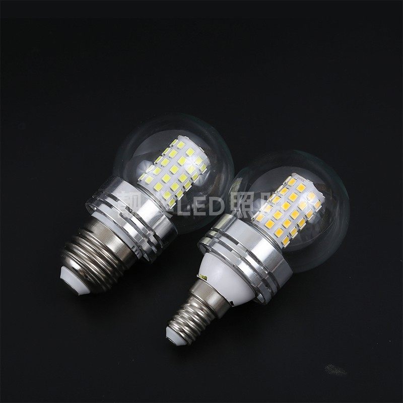 led吊灯泡G45小圆球超亮节能5W7W三色变光暖白e14e27螺口透明家用_虎窝淘