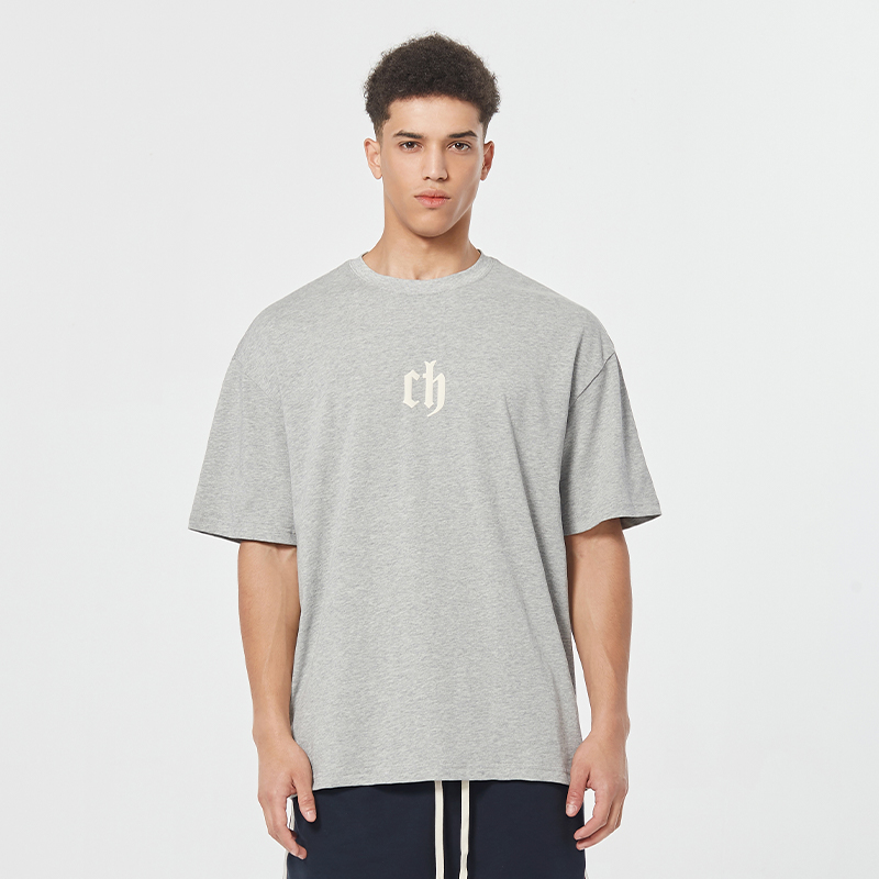 CHINISM CH发泡字母短袖T恤男潮牌宽松简约美式夏季男生半袖体恤_虎窝淘