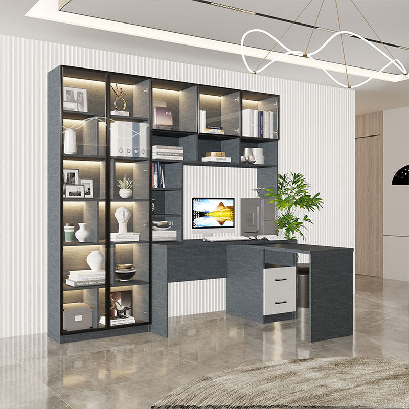 简约连体书桌柜转角衣柜书桌一体轻奢电脑桌卧室儿童书架衣柜组合_虎窝淘