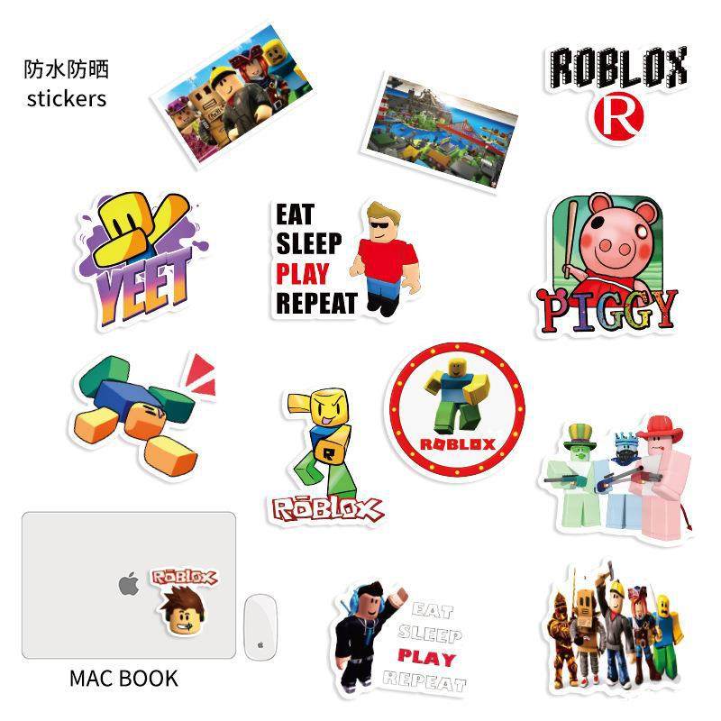 100张Roblox水杯贴纸无痕防水卡通罗布乐思游戏涂鸦笔记本行李箱电脑平板吉他手账文具US我的世界手机装饰贴_虎窝淘
