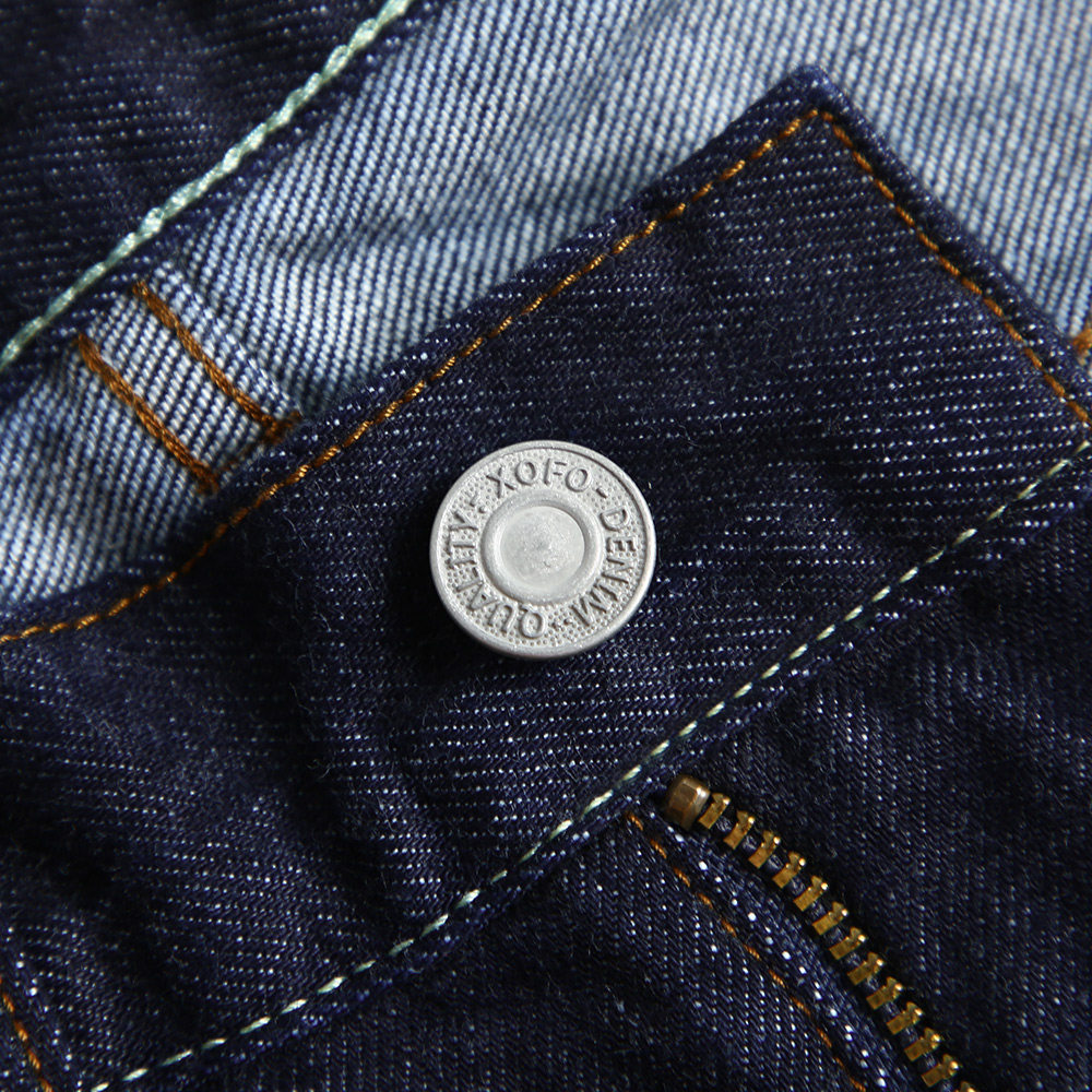 XOFO定织蓝边赤耳柔软水洗款春秋新款直筒宽松赤耳丹宁牛仔裤男_虎窝淘