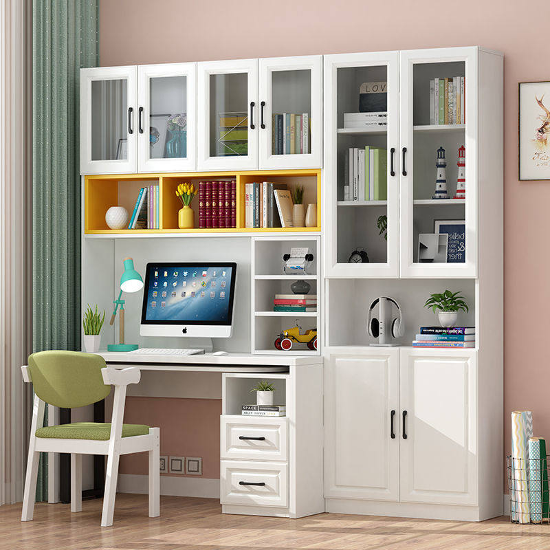 欧派书柜书桌效果图,衣柜连书桌书柜效果图,木工书桌书柜效果图_文秘苑图库