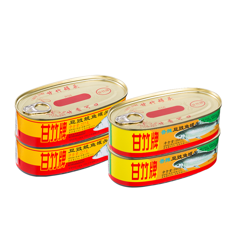 甘竹牌甘竹官方豆豉鲮鱼227g*2+香辣鱼184g*2即食下饭鱼肉鱼罐头_虎窝淘