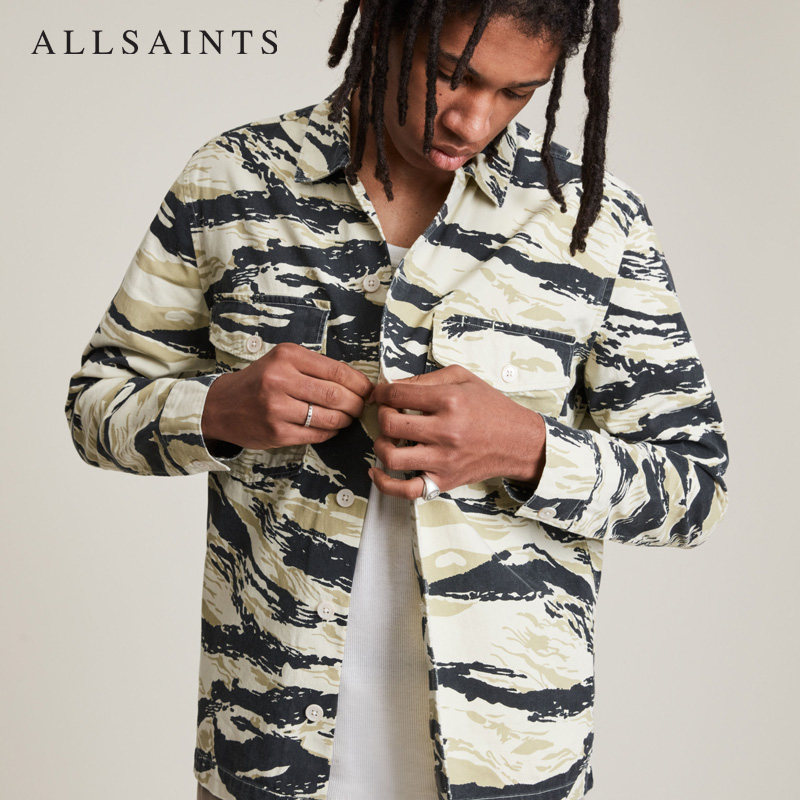 ALLSAINTS男士迷彩衬衫秋装新款军旅复古外套上衣MS103V_虎窝淘