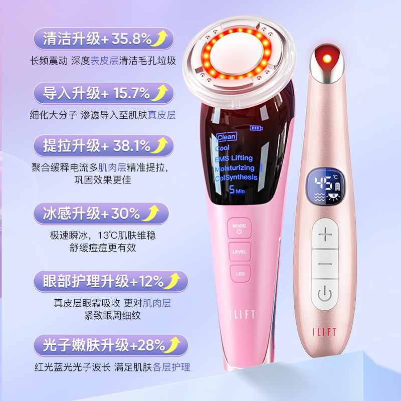 ILIFT美容仪器家用脸部按摩提拉紧致洗脸光子嫩肤导入导出美容仪_虎窝淘