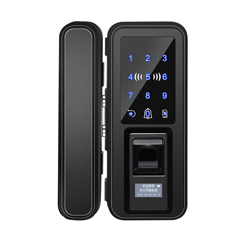 玻璃门指纹锁密码锁智能遥控防盗锁单双门免开孔办公室门禁电子锁_虎窝淘