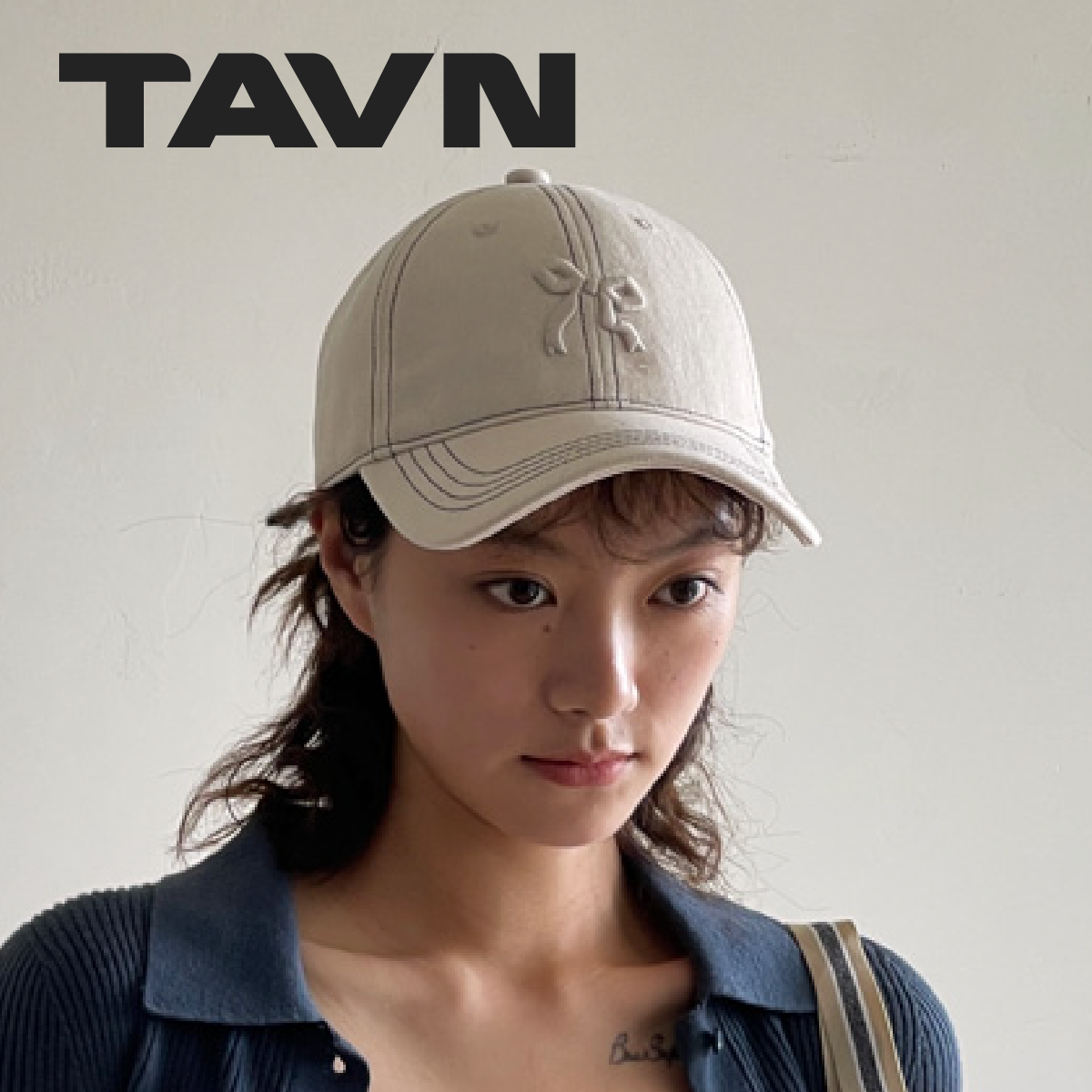 TAVN Softserve柔软供应立体刺绣蝴蝶结棒球帽软顶百搭休闲遮阳帽_虎窝淘