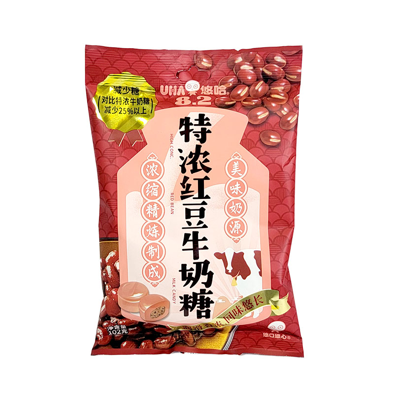 悠哈特浓红豆夹心牛奶糖袋装102g婚庆结婚喜糖休闲零食品_虎窝淘