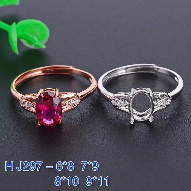 S925银女款椭圆戒指空托尺寸6*8 7*9来石免费镶嵌蜜蜡翡翠等_虎窝淘