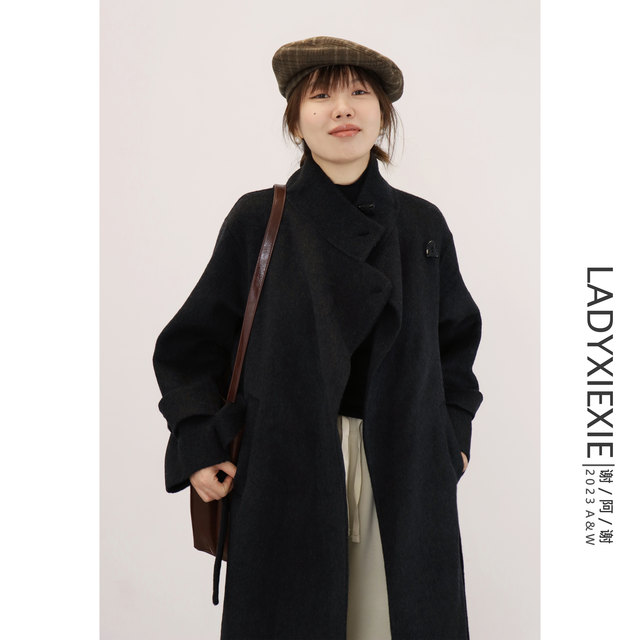 Ladyxiexie French lazy design sense Albaka double -sided cashmere coat ...