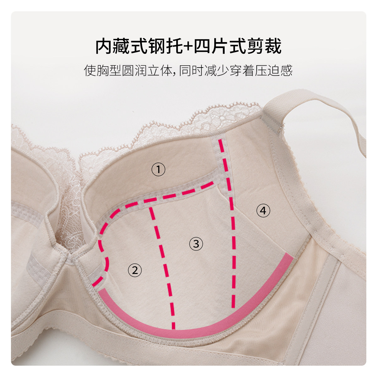 【超大胸】华歌尔Wacoal薄款大胸显小蕾丝全罩杯内衣女文胸WB8551_虎窝淘