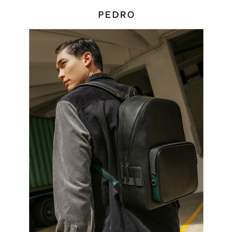 PEDRO大容量双肩包男士多功能书包休闲包拉链电脑包PM2-26320122_虎窝淘