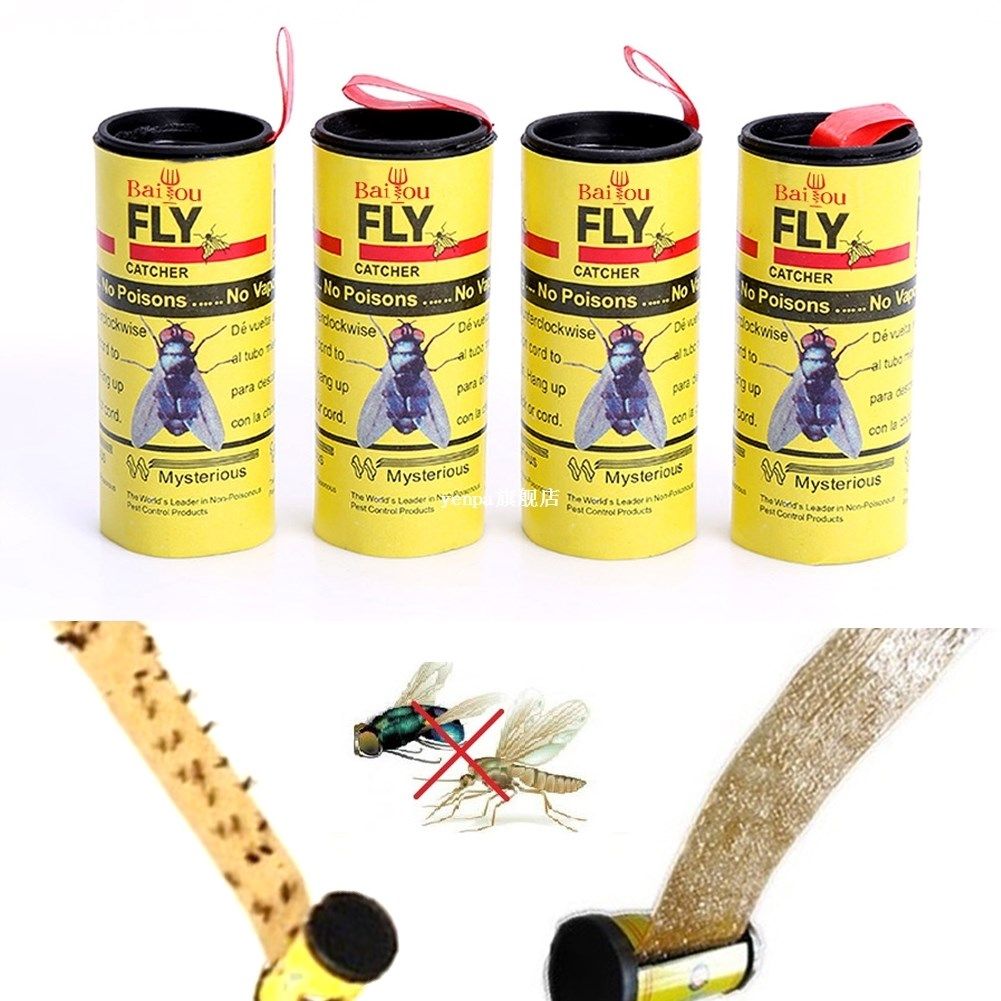 4X Fly Catcher Strip Fly Sticky Paper Strip Pest Control Mos_虎窝淘