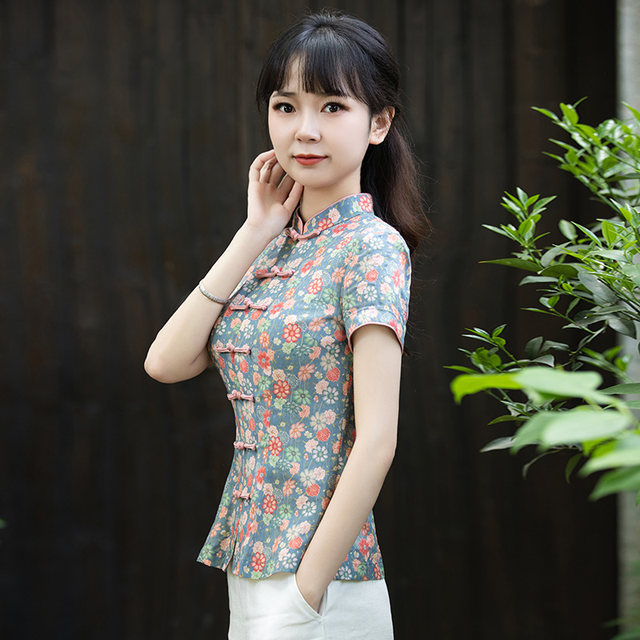 Yunya Tang suit women Chinese style summer short-sleeved modified ...
