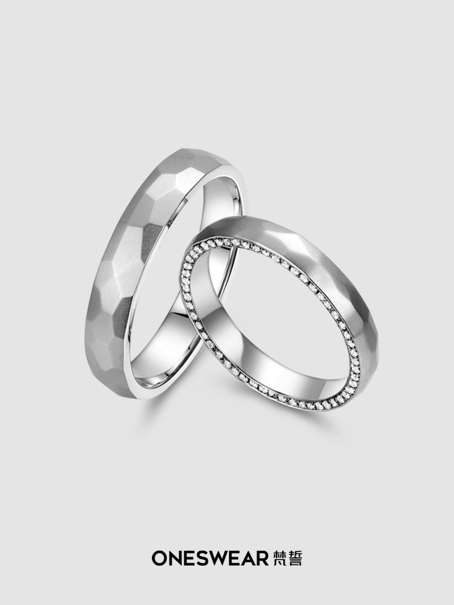 ONE SWEAR/梵誓爱的蜂巢-文艺版18k金铂金pt情侣对戒结婚定制戒指_虎窝淘