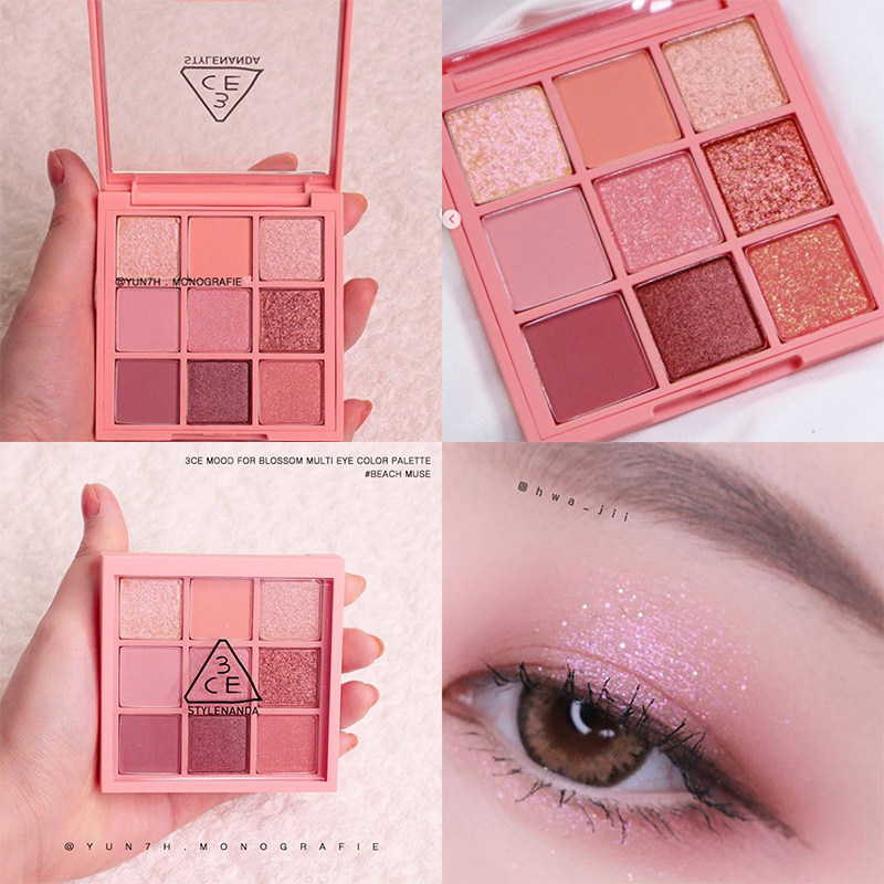 3CE/三熹玉九宫格眼影珠光9色哑光闪片 BEACH MUSE ALL NIGHTER_虎窝淘