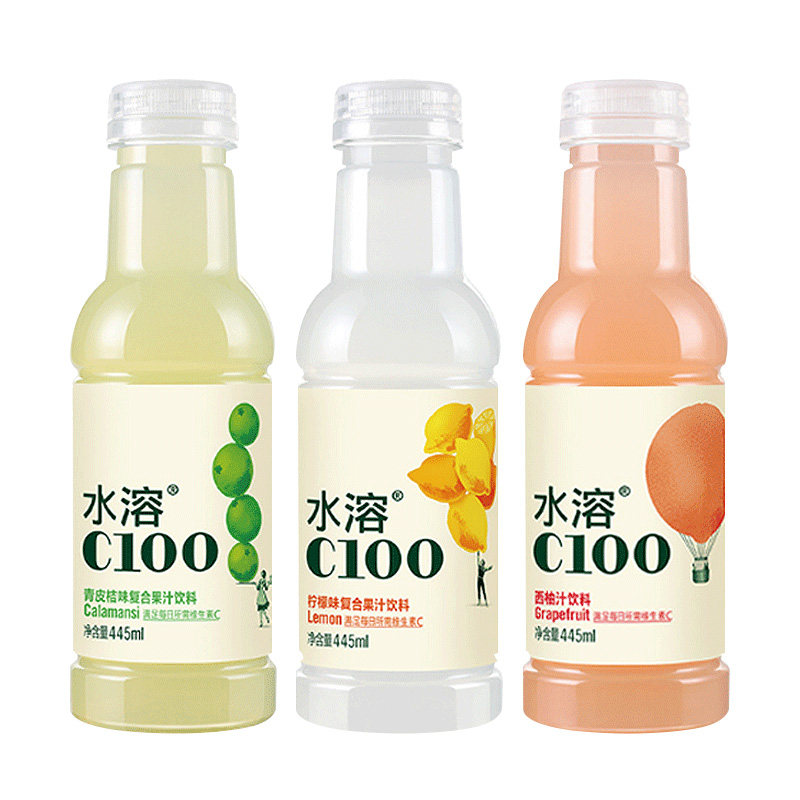 农夫山泉水溶C100混合装口味445ml*5瓶 柠檬西柚青皮桔全国包邮_虎窝淘