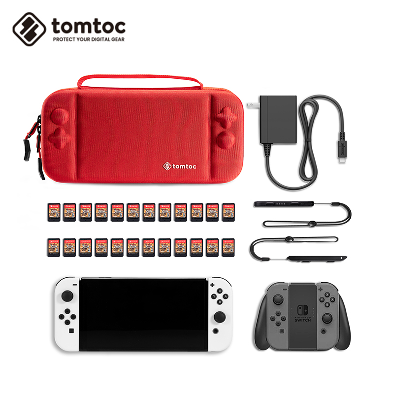 tomtoc Switch Oled收纳包保护套壳通勤硬壳内置支架大容量充电器全套收纳NS收纳包配件卡带收纳任天堂保护套_虎窝淘