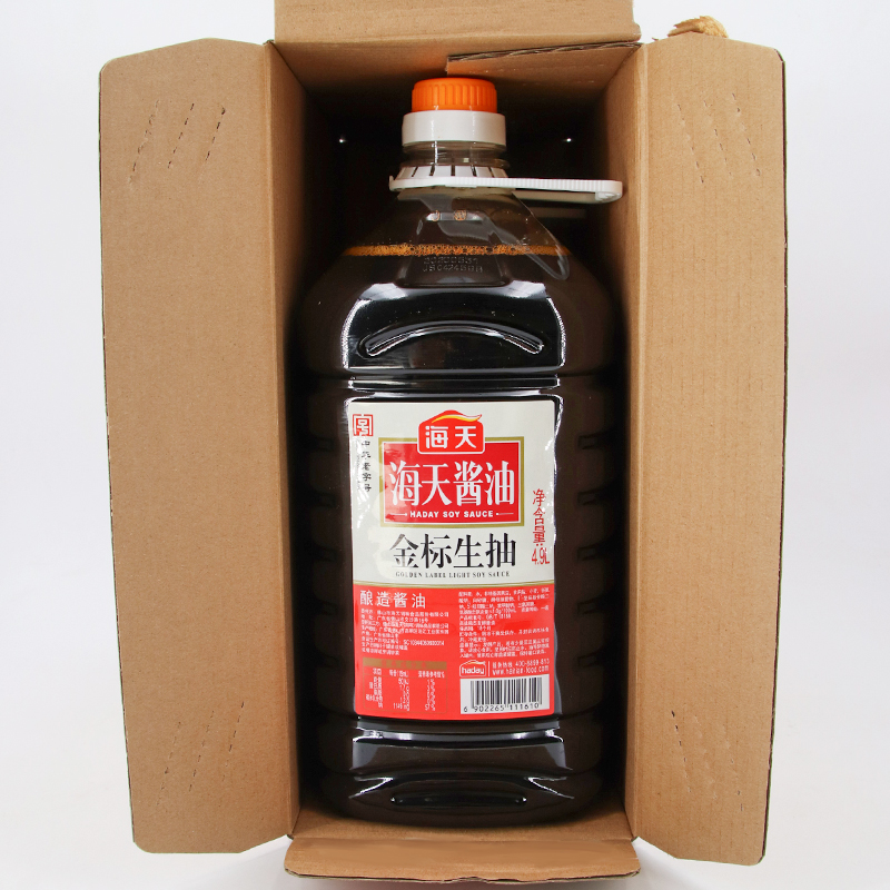 海天金标生抽4.9L*2桶整箱物流包邮酿造酱油大桶餐饮装量大优惠_虎窝淘