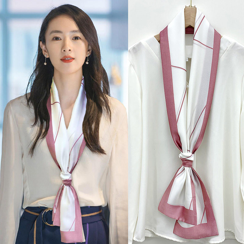 夏季丝巾女薄款百搭气质小长条围巾春秋搭配衬衫时尚洋气装饰领巾_虎窝淘