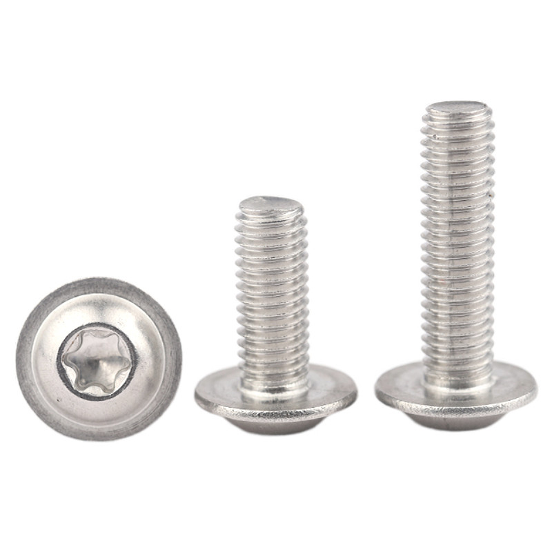 304不锈钢圆头梅花带垫螺丝7380盘头内六角梅花型带介黑色螺丝钉_虎窝淘