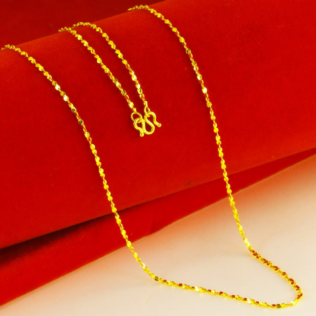 Genuine gold necklace for women 9999 feet gold chain pure gold clavicle ...