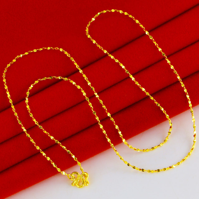 Genuine gold necklace for women 9999 feet gold chain pure gold clavicle ...