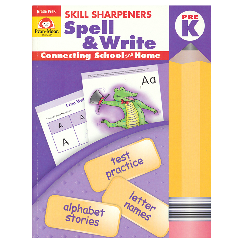 Evan-Moor Skill Sharpeners Spell Write Pre K学龄前英文拼写练习册美国加州教材教辅技能铅笔刀幼儿英语 ...
