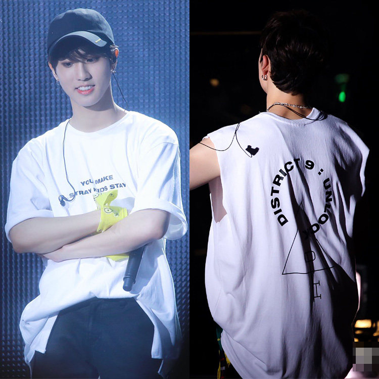Stray Kids组合District9 Unlock演唱会周边同款短袖T恤打歌衣服_虎窝淘