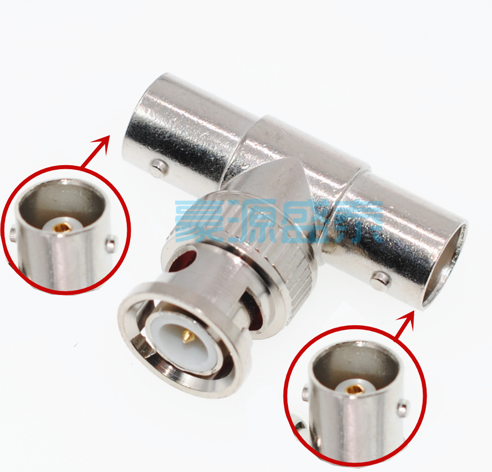 BNC三通接头 Q9一分二 T型头监控视频分配器BNC转接头一公转两母_虎窝淘