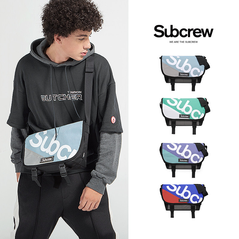 Subcrew潮牌斜挎包男生复古休闲单肩包2022新款女运动邮差包SB093_虎窝淘