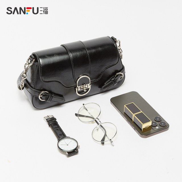 Sanfu bag women's underarm bag black handbag small bag shoulder bag ...