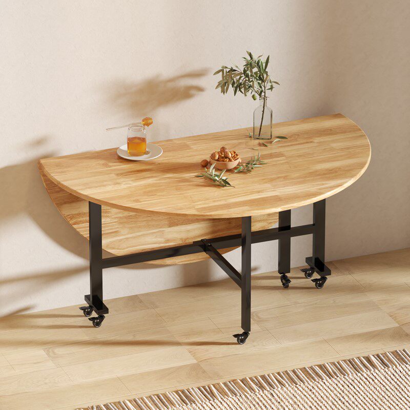 实木折叠桌家用小户型可移动创意折叠餐桌家庭聚会10人吃饭大圆桌_虎窝淘