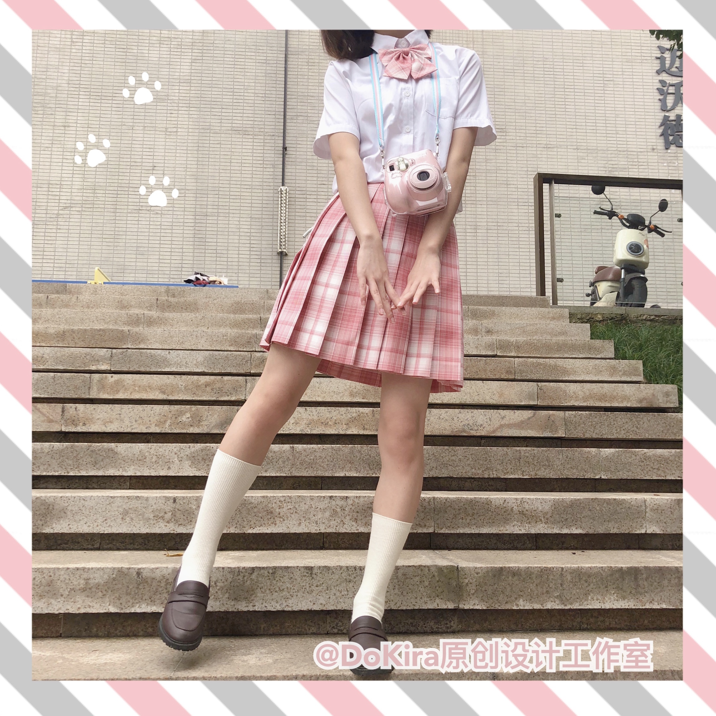 【桃熏】DoKira原创切片草莓感粉色元气感JK格裙粉格现货_虎窝淘
