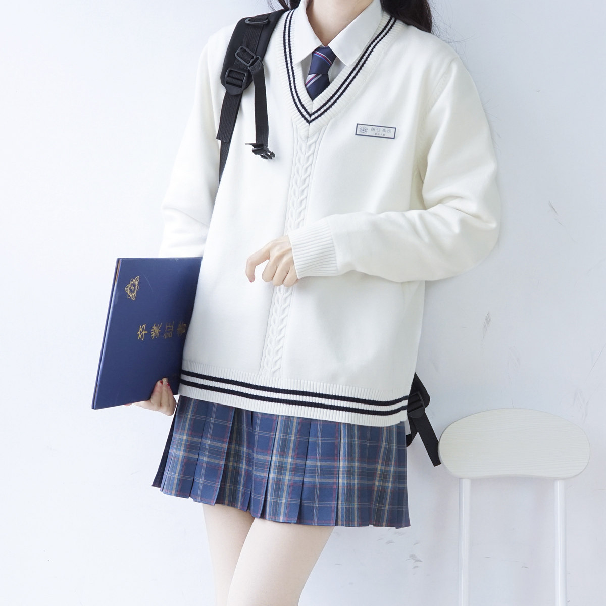 【刺篇】原创JK/DK制服正统针织V领套头毛衣外套百搭男女秋冬款_虎窝淘