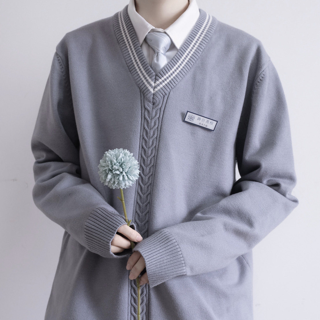 【刺篇】原创JK/DK制服正统针织V领套头毛衣外套百搭男女秋冬款_虎窝淘