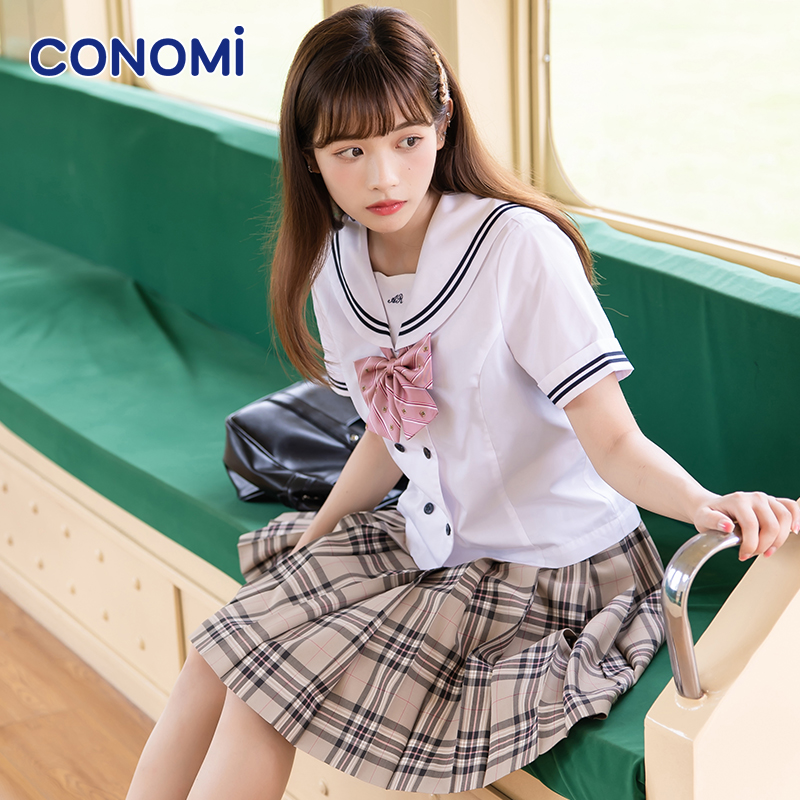 conomi日系甜美基础原创学生海军学院风正版jk制服短袖水手服夏服_虎窝淘