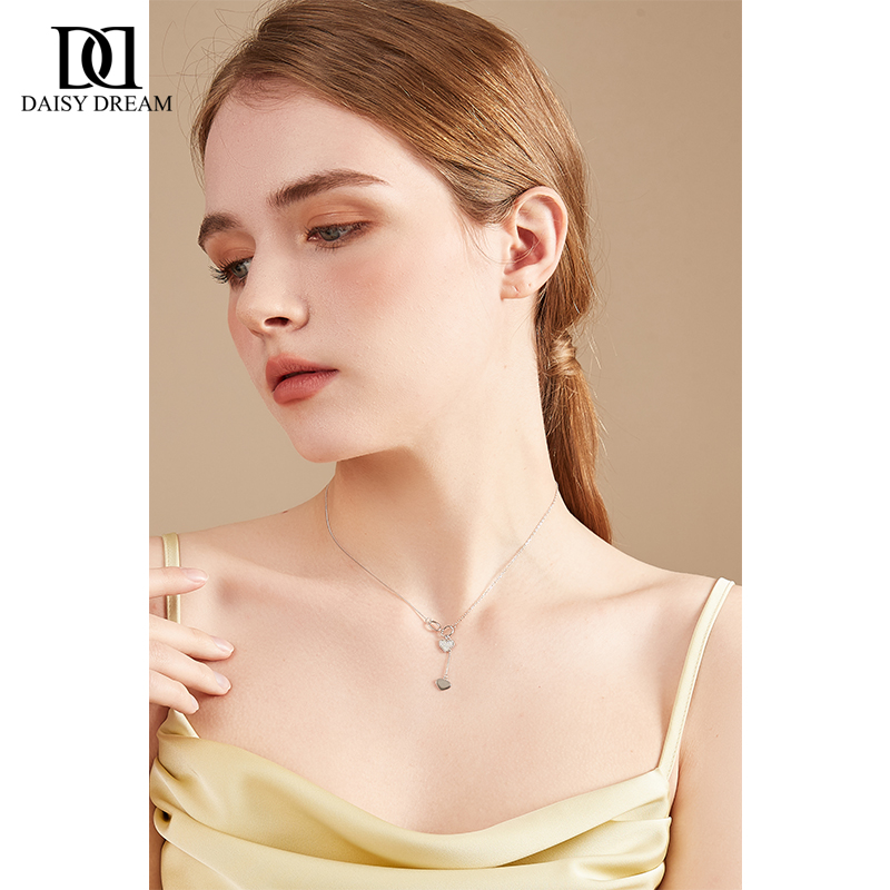 925纯银爱心钻石项链女轻奢小众设计感吊坠气质甜美锁骨链送礼物_虎窝淘