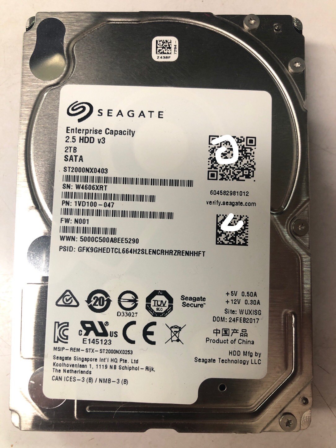 希捷2tb2.5寸SATA企业级服务器硬盘ST2000NX04032T板卡配件