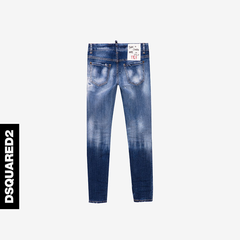 DSQUARED2/D2次方春夏潮ins修身小脚显瘦破洞补丁牛仔裤女_虎窝淘