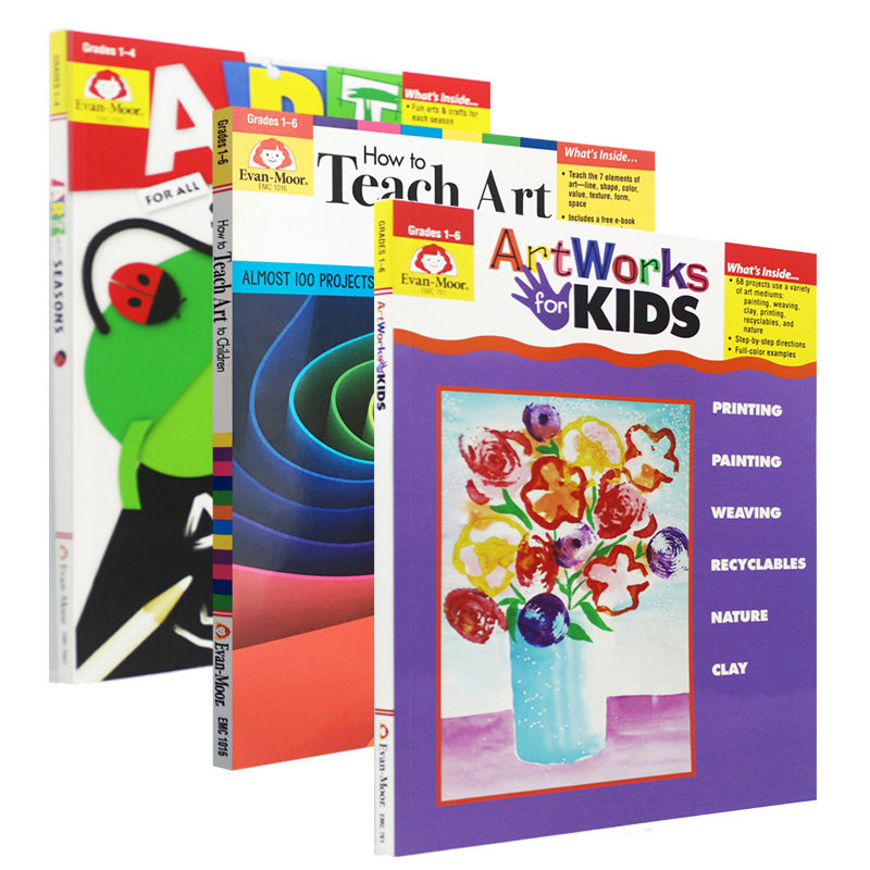 Evan-Moor Crafts & Art Grade 1-6 艺术创造启蒙系列 一到六年级 美国加州教辅少儿英语进口原版纯英语书灵感全彩页_虎窝淘