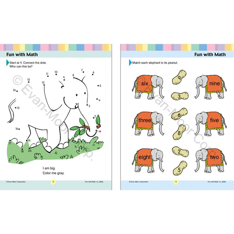 Evan-Moor The Learning Line Fun with Math Grade K 1学习起跑线趣味数学练习册幼儿园大班一年级 ...