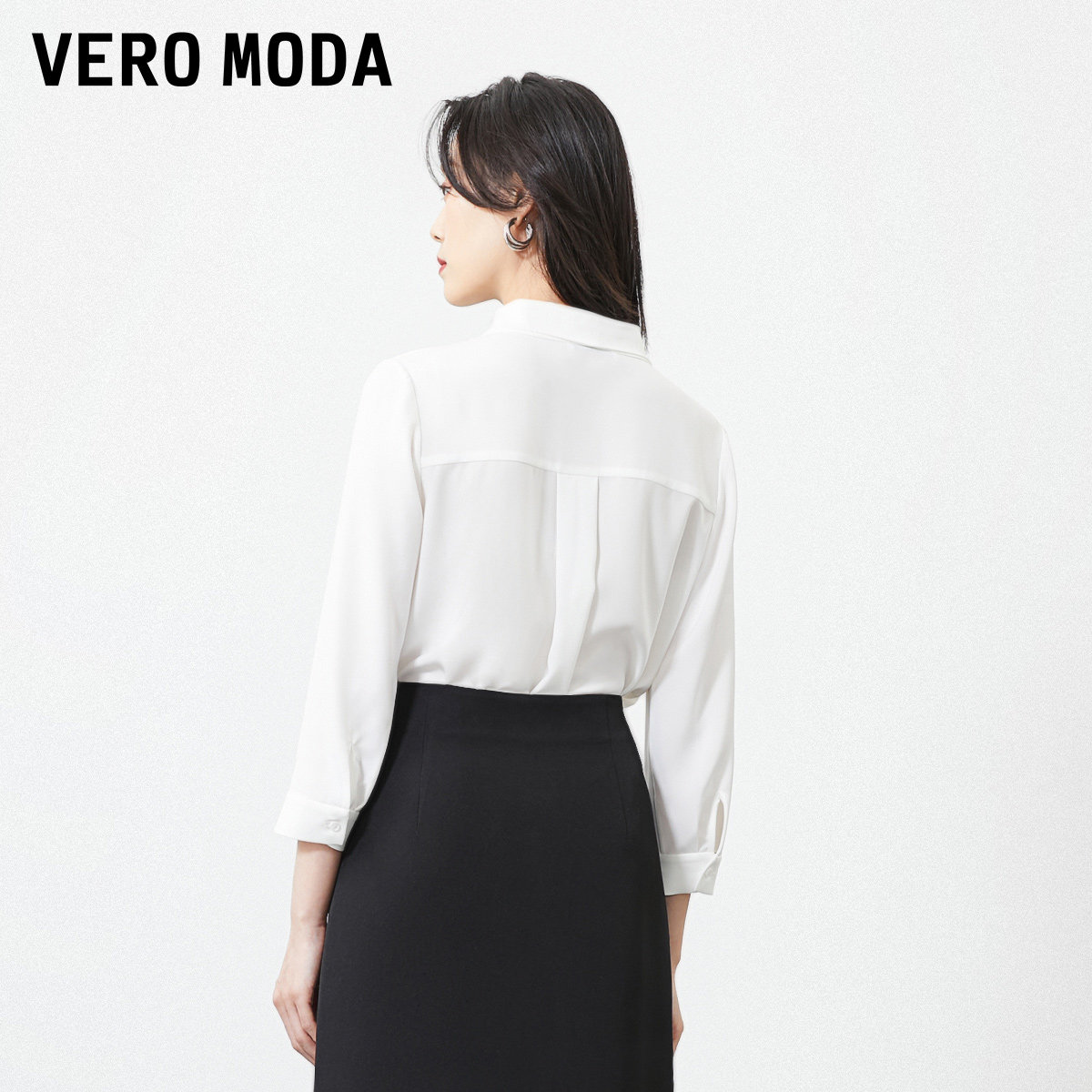 Vero Moda衬衫女2023秋冬新款简约优雅通勤七分袖_虎窝淘