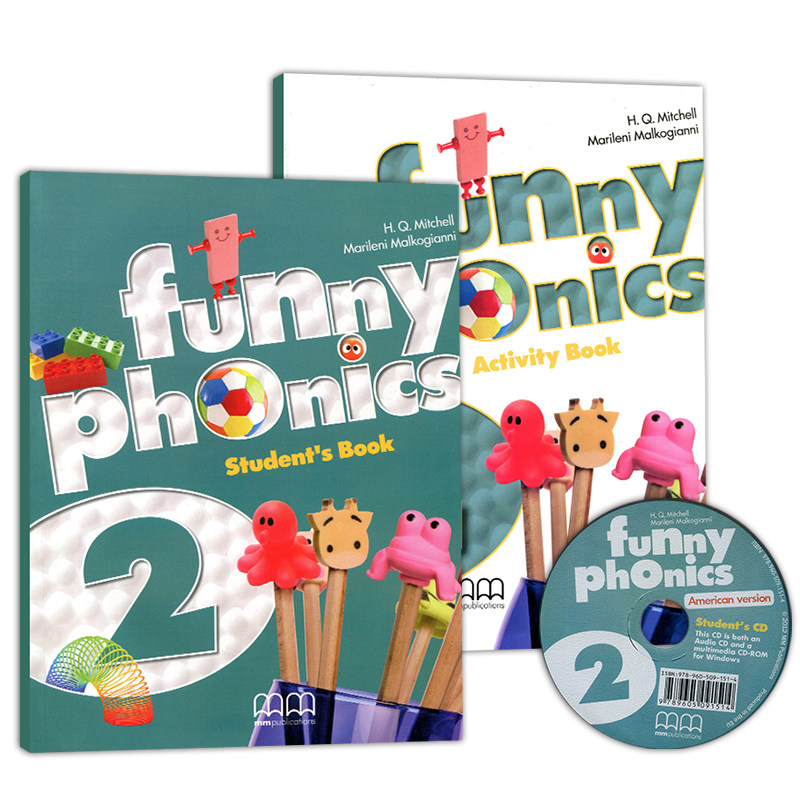 原装进口美国幼少儿英语自然拼读phonics英语口语口音发音规则提升 funny phonics 2级5-7岁英语字母发音拼写专用短期提升学习教材_虎窝淘