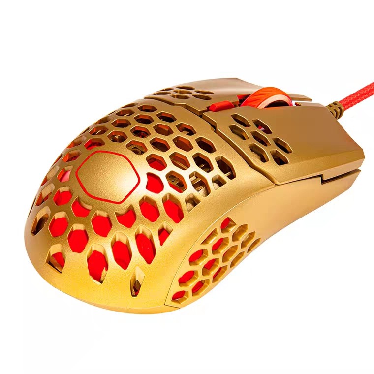 酷冷至尊 MM710/MM711 RGB天狼星洞洞游戏鼠标轻量有线金色鼠标_虎窝淘