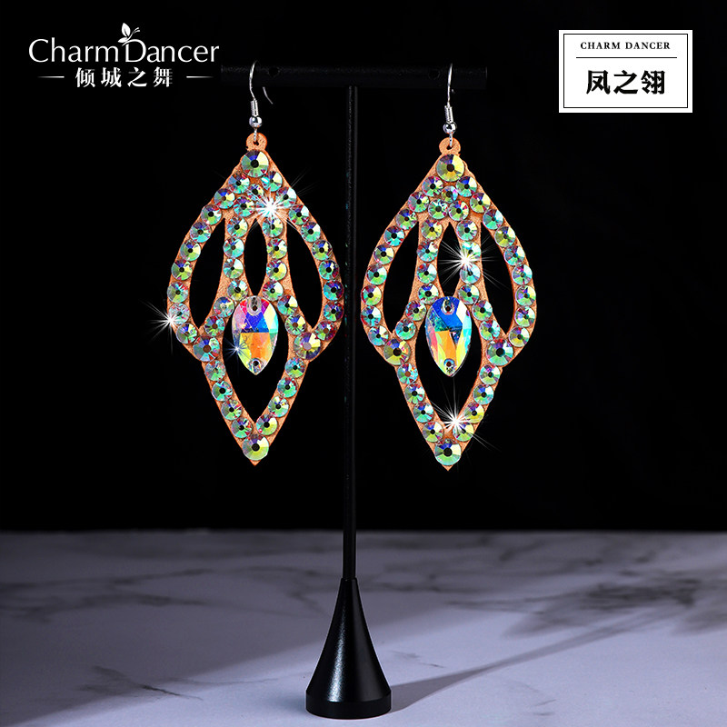 倾城之舞2022新款肚皮舞耳环全手工烫钻防过敏耳坠演出饰品 SP009_虎窝淘