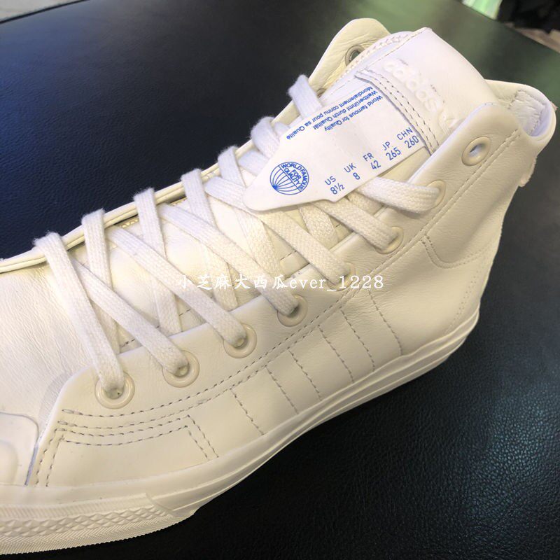 adidas三叶草专柜正品Nizza皮面运动高帮情侣款休闲鞋板鞋EF5756_虎窝淘