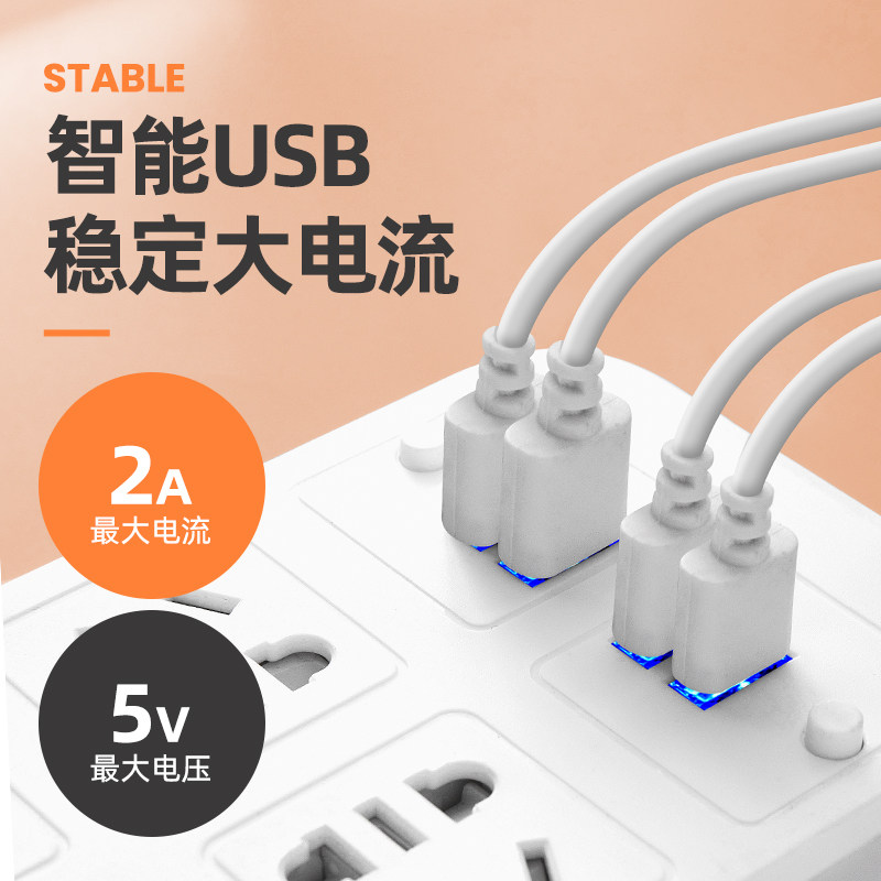 插座长线10米超长8m插线板宿舍学生工地多用智能插排usb充电插板防雷拖线板防过载自动断电安全总控开关排插_虎窝淘