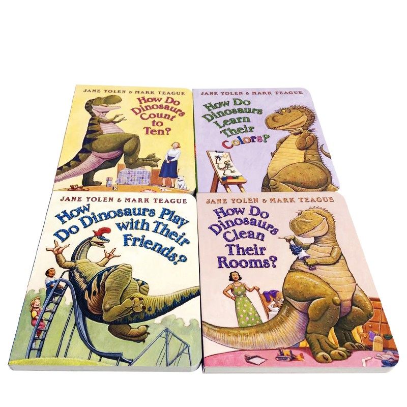 正版现货 How Do Dinosaurs... Pocket Library家有恐龙4册纸板盒装英语纸板书恐龙童书单词启蒙全套装学乐英文绘本 ...